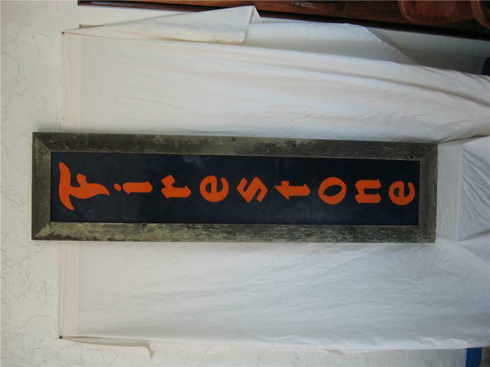 1940s Firestone Tires wood framed vertical porcelain garage s