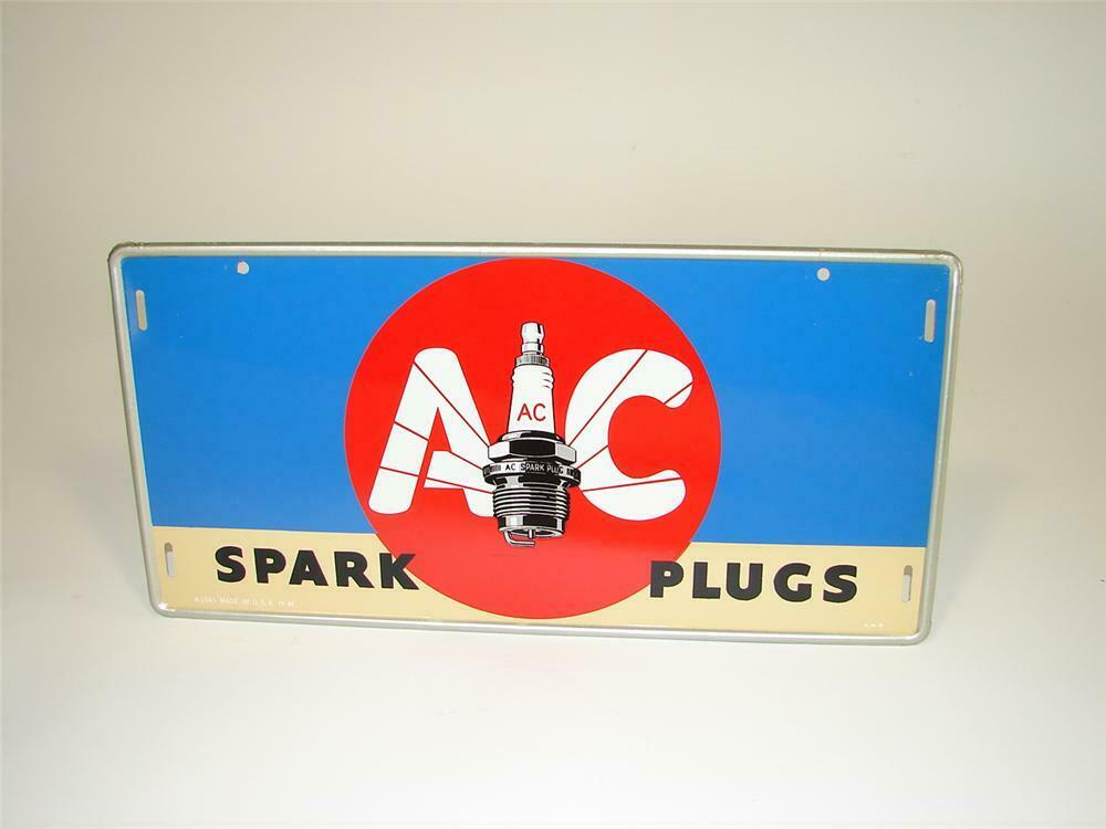 N.O.S. 1941 AC Spark Plugs single-sided tin garage sign. - Front 3/4 ...
