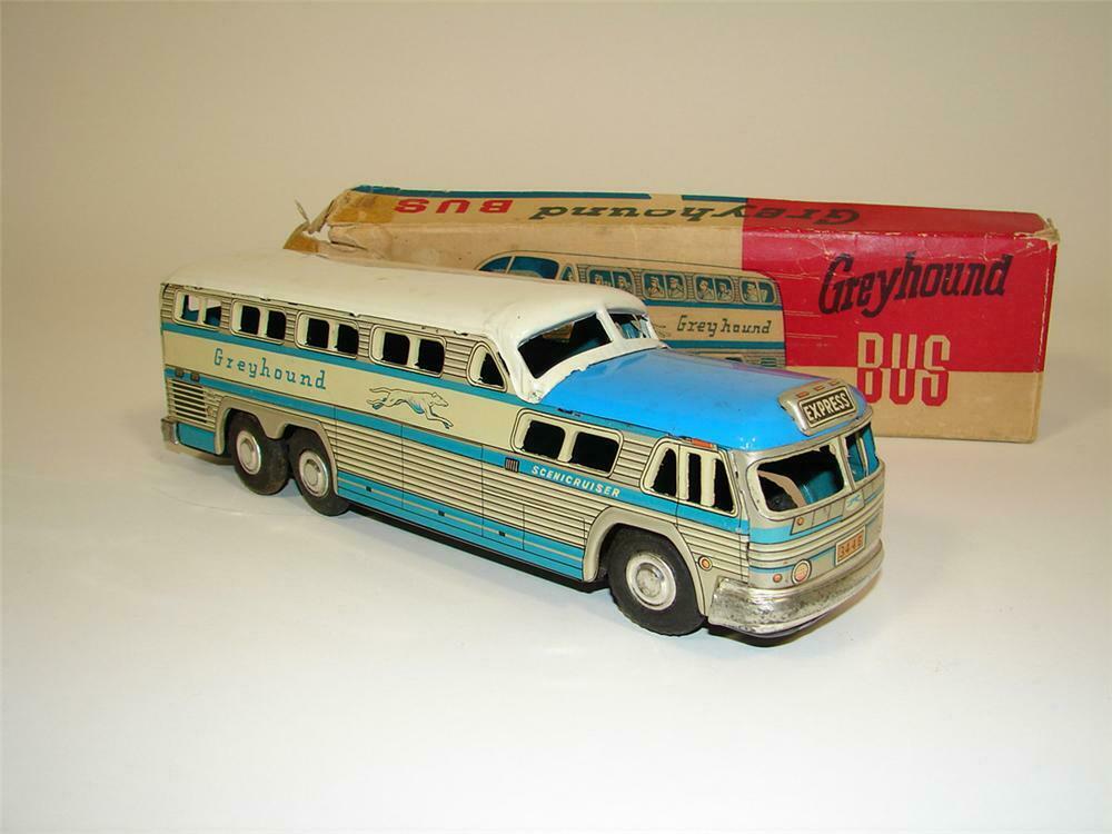 N.O.S. 1954 Greyhound Bus Lines Scenic Cruiser tin litho fric
