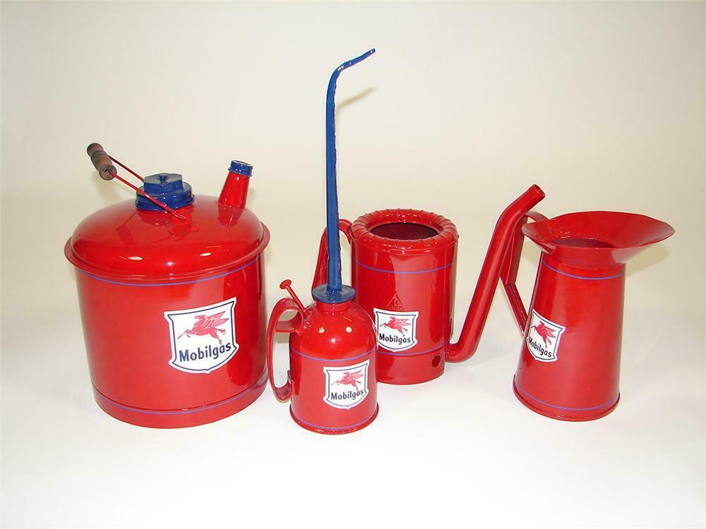 Lot of four restored vintage Mobil Oil service department oil