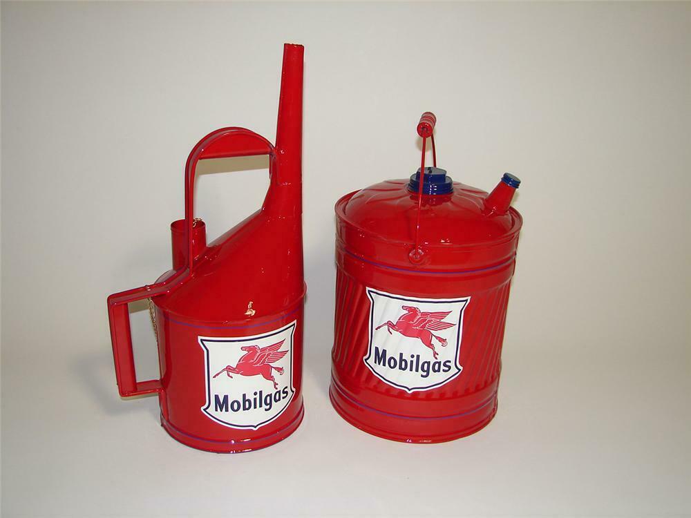 Lot of two restored vintage Mobil Oil service department cans