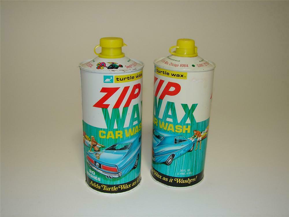 Lot of two late 60s-early 70s Turtle Wax car wash 20 ounce tins with ...
