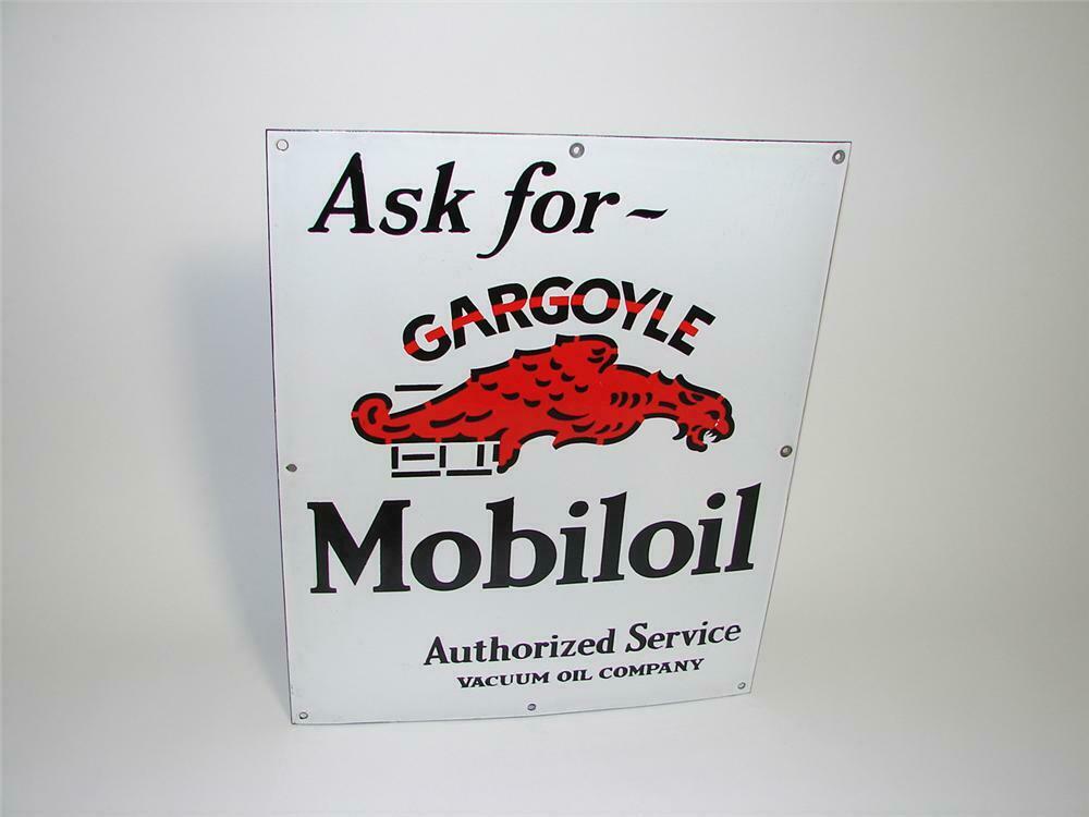 Very clean 1930s Mobil Gargoyle Motor Oil single-sided porcel