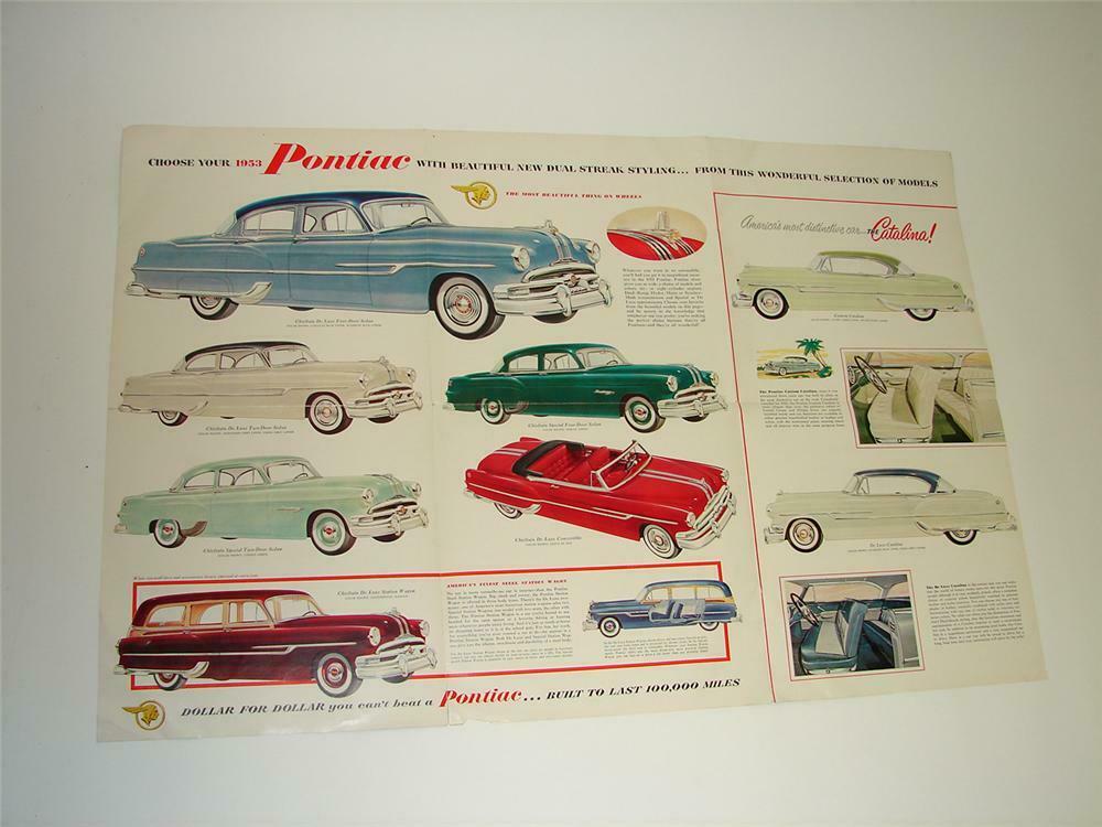 Cool 1953 Pontiac color sales brochure which folds out into a