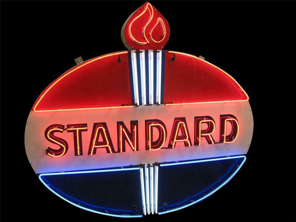 Very impressive 1950s Standard Oil porcelain neon service station sign ...