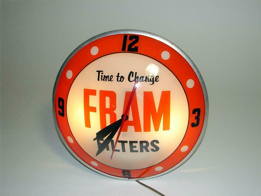 Fabulous 1950s Fram Oil Filters double-bubble light-up statio