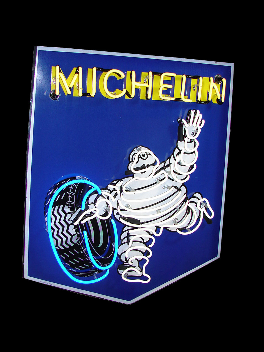 Impressive 1950s Michelin Tires single-sided porcelain neon g
