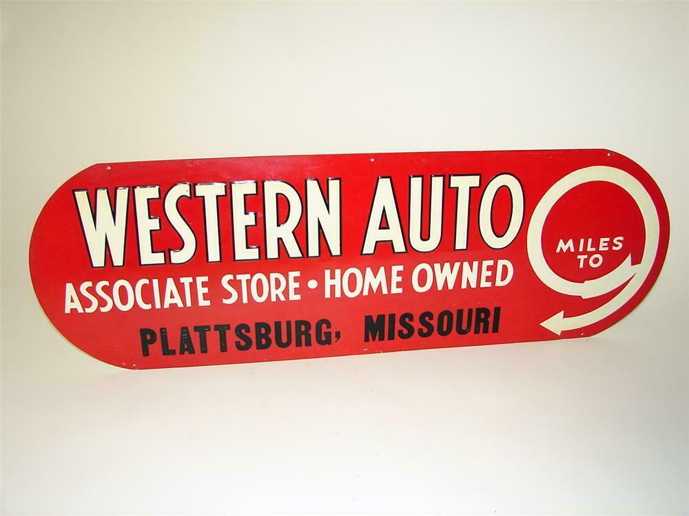 N.O.S. 1930s Western Auto Parts Stores single-sided tin embossed sign ...