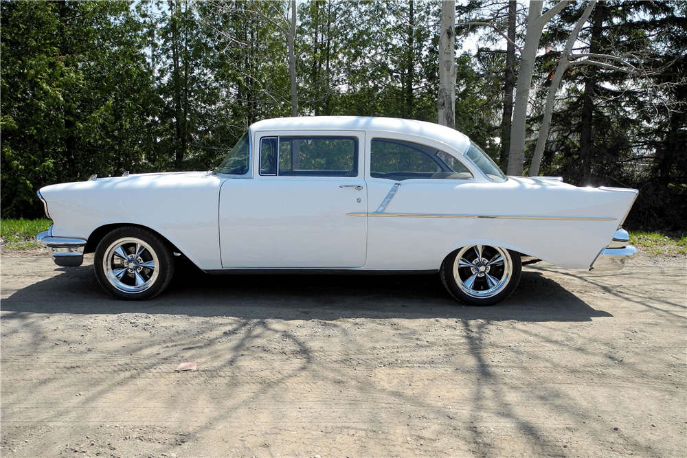 1957 CHEVROLET 150 CUSTOM 2-DOOR POST - Side Profile - 195539
