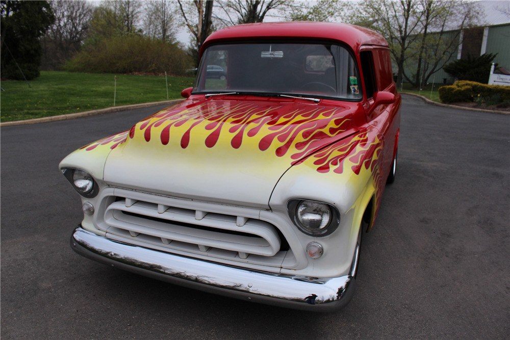 1957 CHEVROLET CUSTOM PANEL TRUCK - Front 3/4 - 207907