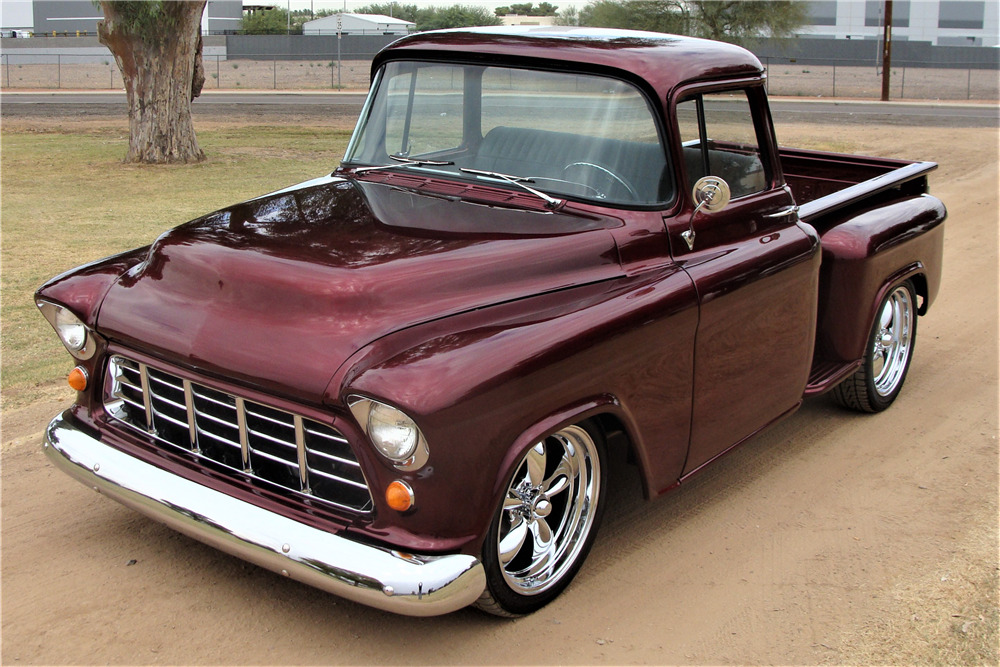 1955 CHEVROLET 3100 CUSTOM PICKUP - Front 3/4 - 213889